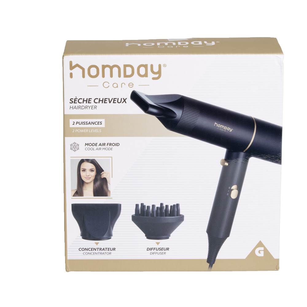 Sèche-cheveux Homday Care 2 accessoires | GIFI