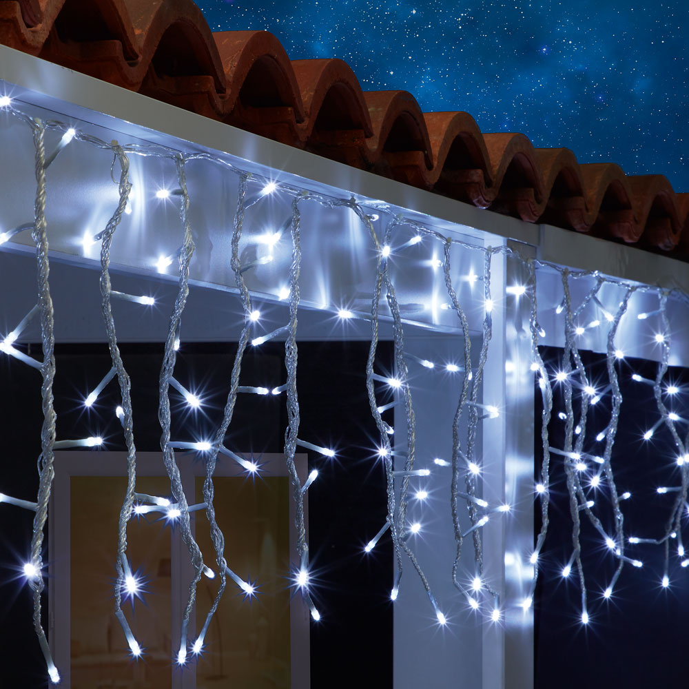 Bordure de toit lumineuse extérieur 192 LED blanches | GIFI