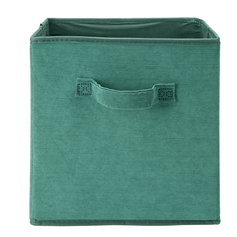 Panière de rangement pliable tissu côtelé marron 27x27xH27cm | GIFI