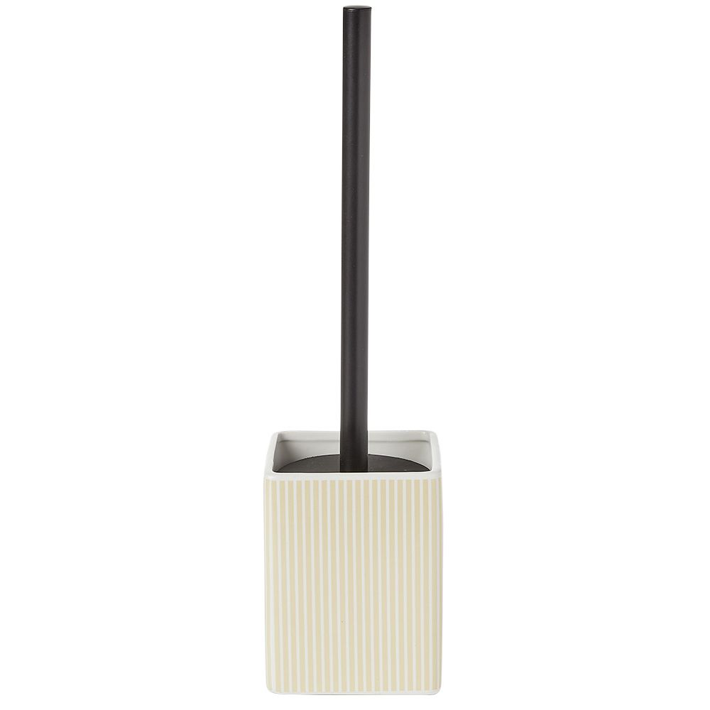 Brosse WC socle carré grès rayure verticale blanc beige 9,2x9,2xH36cm ...