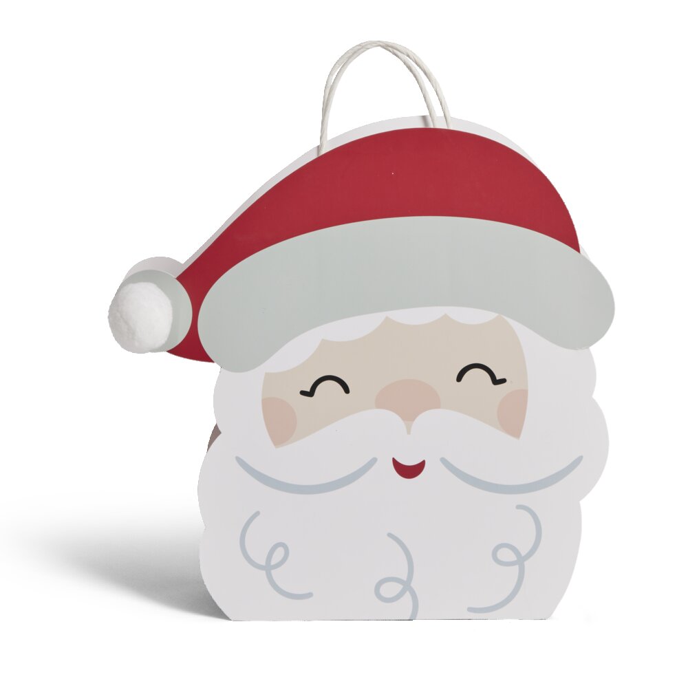 Sac cadeau fantaisie forme tête de père Noël 27xH29cm | GIFI