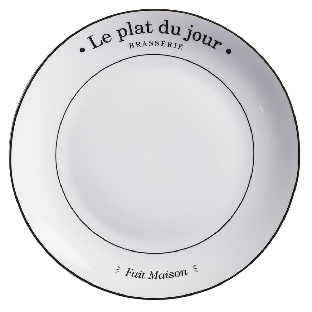 Assiette plate ronde blanche "Le plat du jour" Ø26cm | GIFI