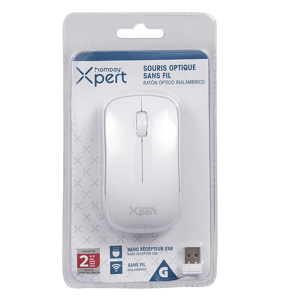 Souris optique sans fil Homday Xpert blanc | GIFI