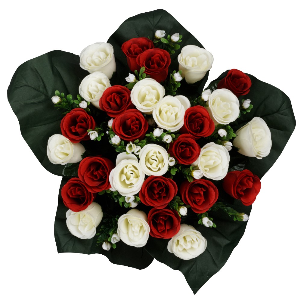 Bouquet de roses rouges et blanches en polyester | GIFI