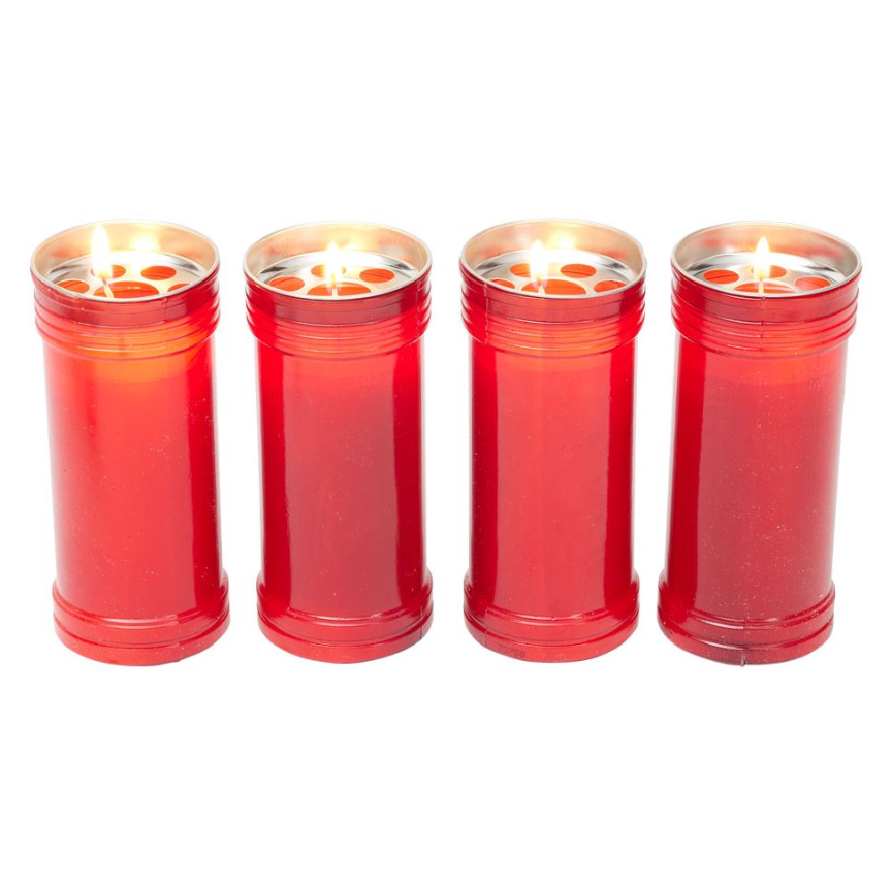 Bougie funéraire rouge H14cm x4 | GIFI