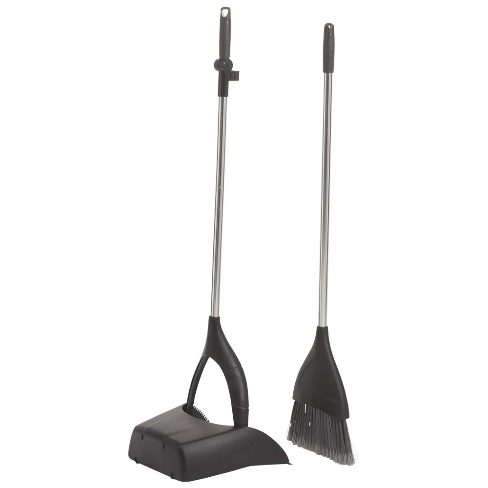 Pelle et balayette aéroport en plastique noir | GIFI