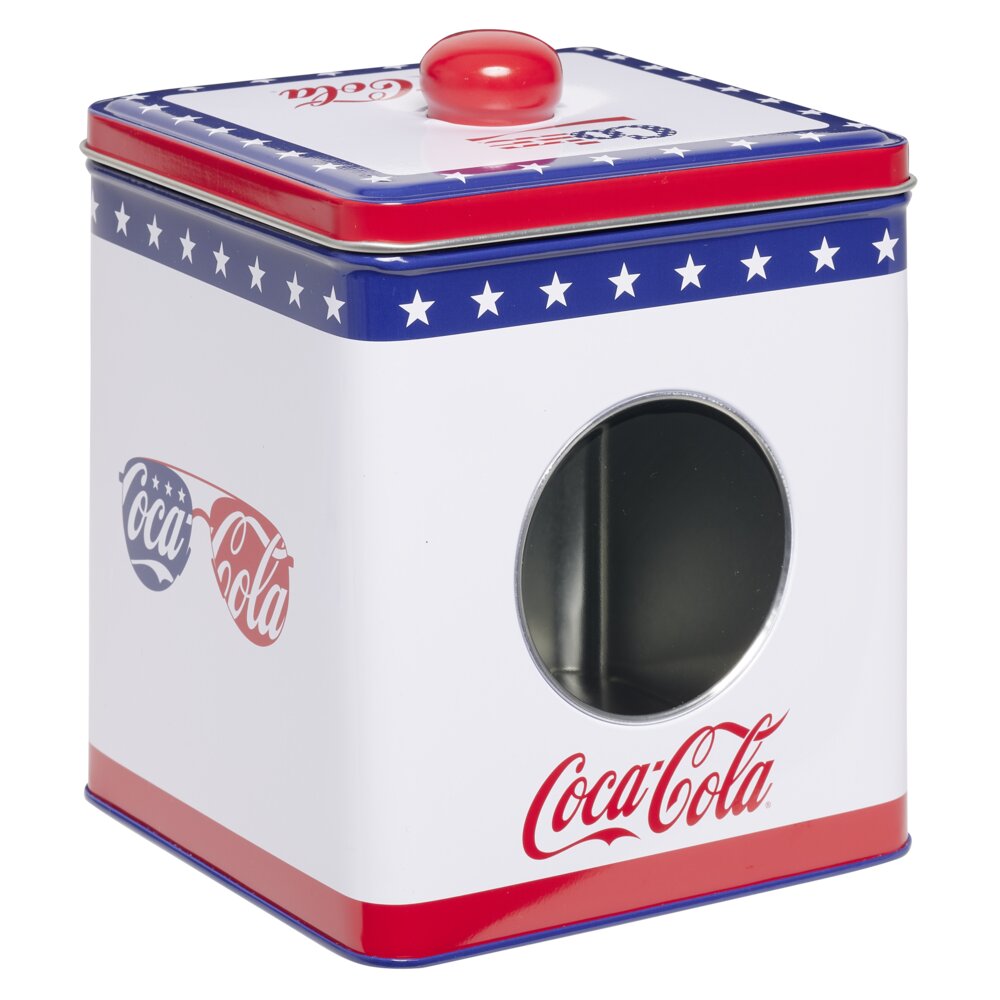 Boîte alimentaire Coca Cola carrée métal avec fenêtre H16cm (2 modèles ...